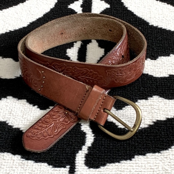 Vintage | Accessories | Vintage Genuine Leather Tooled Western Boho ...